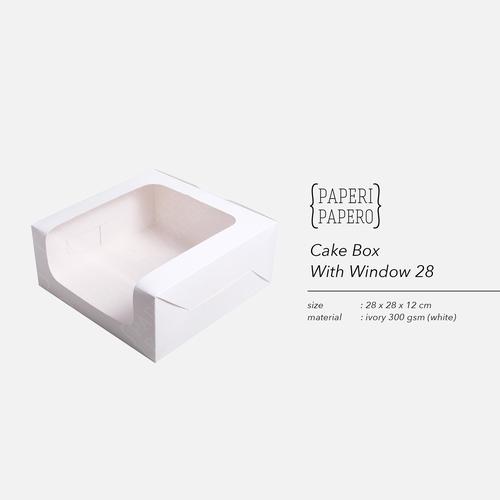 Jual Cake Box w/ Window (28x28x12 cm) - Kotak Packaging Kue Jendela (5 ...