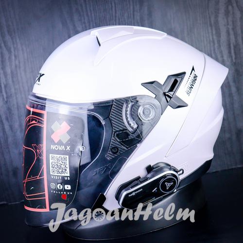 Promo PAKET INTERCOM + JPX HELM | NOVA X V2 SOLID + X5 RETOUCH - WHITE+INTERCOM, M - Kota Bekasi ...