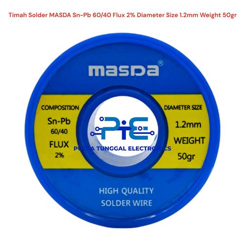 Jual Timah Solder MASDA Sn-Pb 60/40 Flux 2% Diameter Size 1.2mm Weight ...