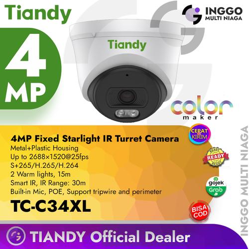 Jual Tiandy TC-C34XL 4MP Audio Color Maker PoE Indoor IP Camera CCTV 4 ...