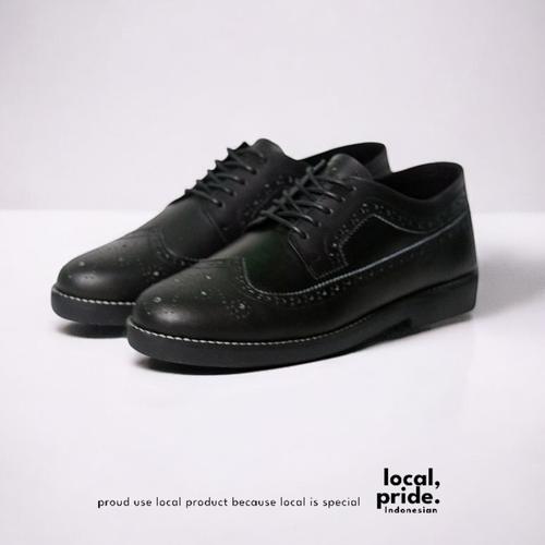 Promo Sepatu Pantofel Kulit Asli Pria Hitam WOLF SAMOYED BLACK - Kota ...
