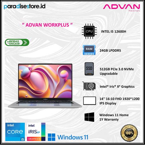 Jual ADVAN Laptop Workplus Intel i5 12600H 14'' FHD IPS 24GB 512GB Win ...