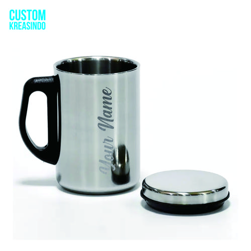 Jual Tumbler Custom Grafir Laser Mug Kopi Gagang 350 ml Stainless Steel ...