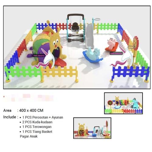 Jual PAKET SET PLAYGROUND 4M PAGAR FENCE TEROWONGAN TUNNEL COLORFUL ...