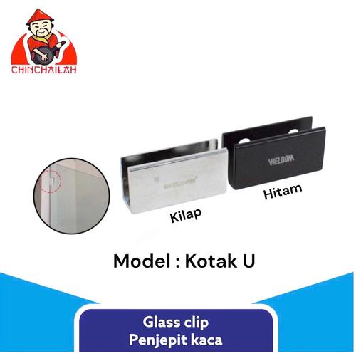 Jual Glass clip / Penjepit / Jepitan kaca tembok kotak U stainless ...