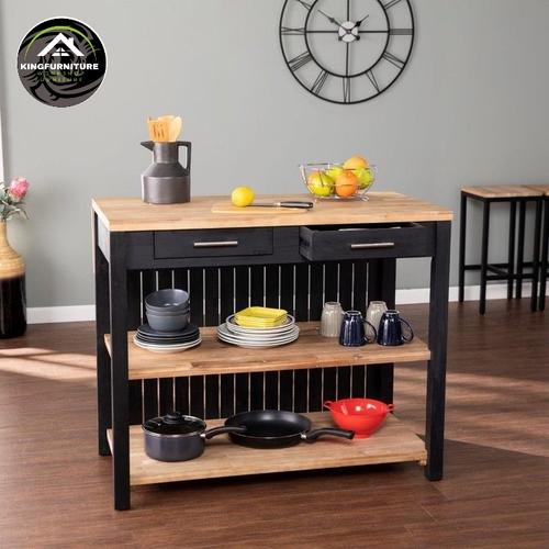 Jual meja makan/meja kitchen island table 2 laci kayu mahoni asli ...