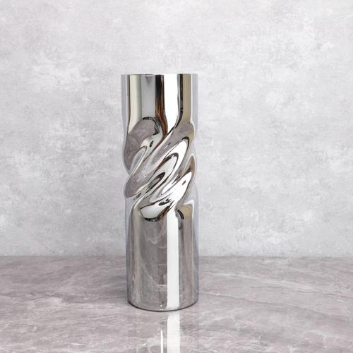 Jual Pajangan Meja Vas Bunga / Twisted Metalic Futuristic Silver Vase ...