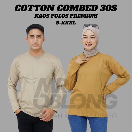 Jual KAOS POLOS PANJANG COTTON COMBAD 30S PREMIUM PART2 - Abu tua, S ...