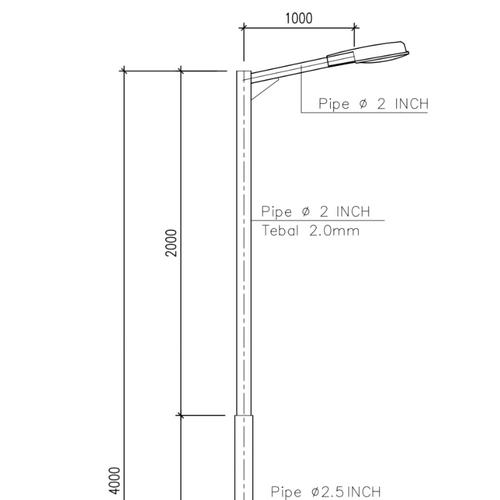 Jual Tiang Bulat PJU solar cell 4 meter sistem tanam beserta lampu ...