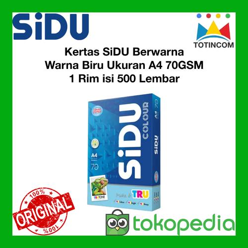 Jual Kertas HVS SiDU Warna Biru A4 210 x 297 mm 70 GSM 1 Rim (500 ...