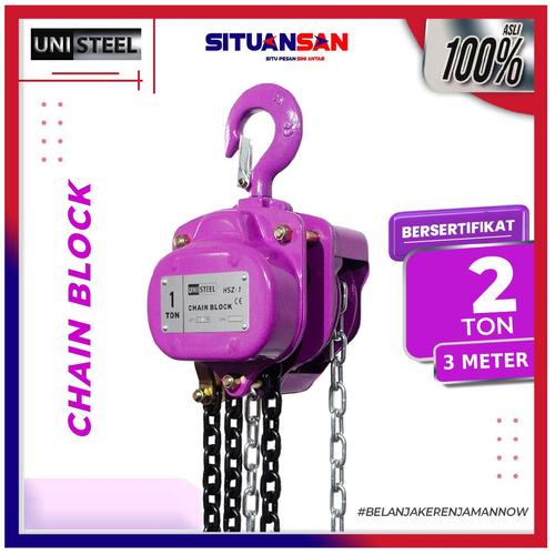 Jual Chain Block 2 Ton x 3 Meter Takel Katrol Original Premium UNISTEEL ...