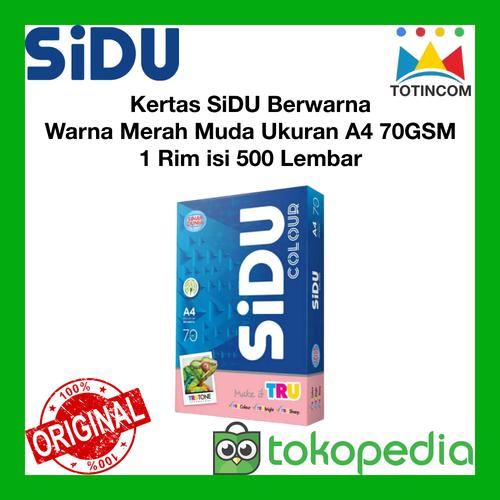 Jual Kertas HVS SiDU Berwarna Merah Muda A4 210 x 297 mm 70 GSM 1 Rim ...