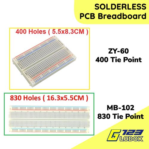 Jual Breadboard MB-102 MB102 400 830 Tie Point Titik Lubang Solderless Bread PCB Project Mini ...