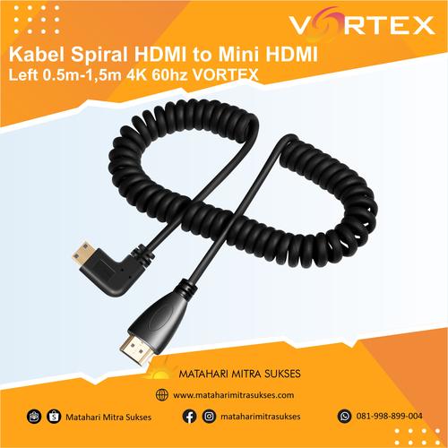 Jual Kabel Spiral HDMI to Mini HDMI Left 0,5m-1,5m 4K 60hz VORTEX ...