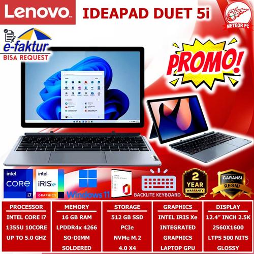 Jual LENOVO IDEAPAD DUET 4NID 5I INTEL CORE I7-1355U RAM 16GB SSD 512GB 12.4'' TOUCH WIN11 ...