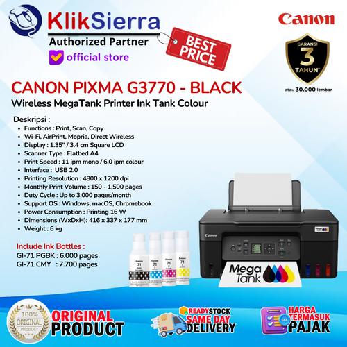 Jual Printer Ink Tank CANON PIXMA G3770 BLACK - Print Scan Copy ...
