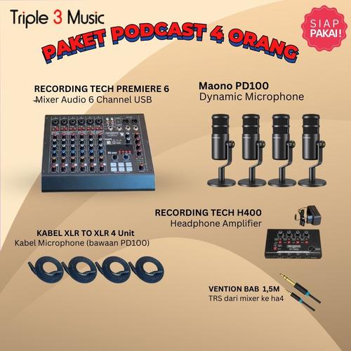 Jual Paket Podcast 4 Orang Premiere 6, Mic PD100 Tanpa Headphone - Kota ...