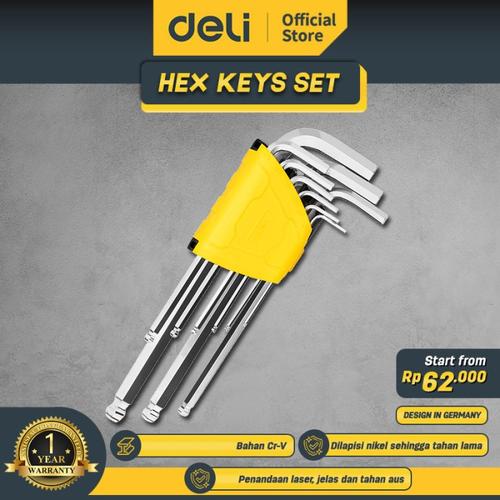 Promo Deli Hex Key Sets / Kunci L Set 2 Bentuk Panjang 9Pcs Perkakas ...