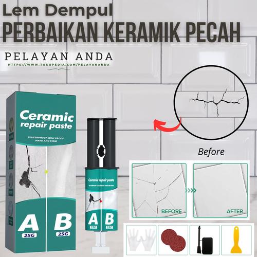 Promo Dempul Set Lem Pasta Perbaikan Ubin Keramik Porselen Toilet Retak ...