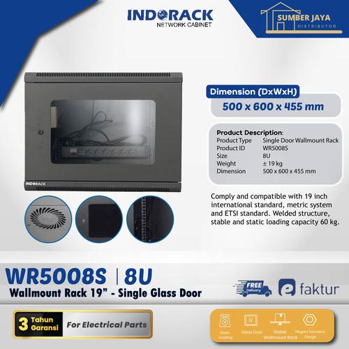 Jual Wallmount Rack 8U WR5008S Depth 500mm Single Glass Door 19 ...