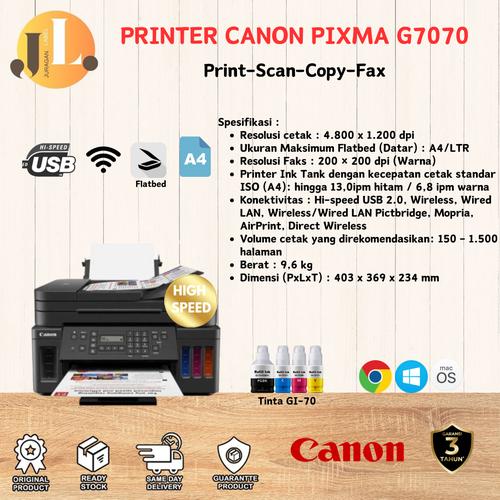 Jual Printer Canon Pixma G7070 Ink Tank Print Scan Copy Fax Wifi ...