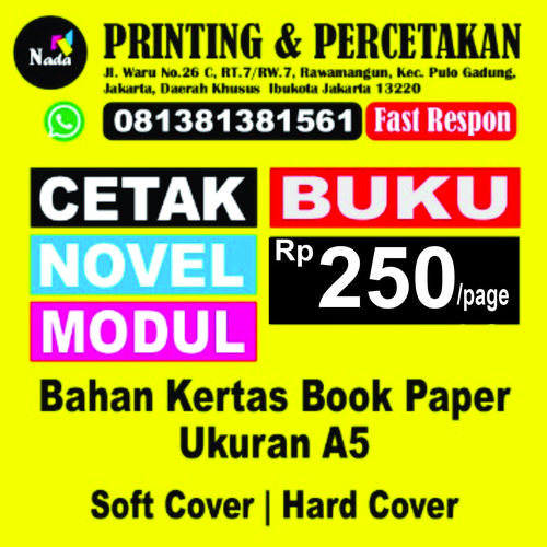 Jual Cetak Novel A5 Hitam Putih Kertas Book Paper - A5 Book Paper ...