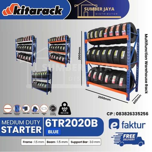 Jual Rak Ban Kitarack 6TR2020 - Rak Besi Starter Frame Biru Tire Rack ...