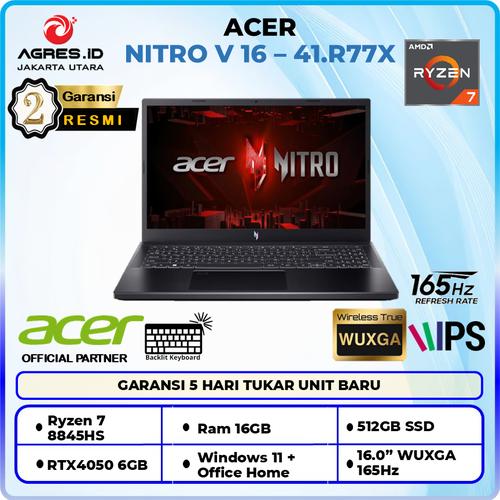 Jual Acer Nitro V 16 Ryzen 7 8845HS RTX4050 6GB/ Ram 16GB 512GB Windows 11 + Office 16.0" WUXGA ...