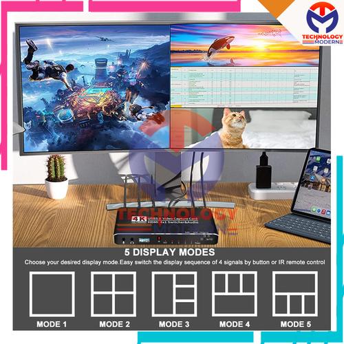 Jual HDMI Video Switcher 4 Input 1 Output (Tampil Bersamaan) + Video Capture For Live Streaming ...