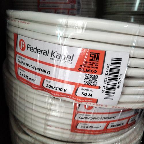 Jual kabel federal ukuran 2 x 0,75mm² panjang 50 meter putih - Jakarta ...