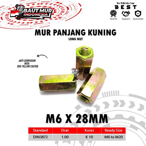 Jual LONG NUT MUR PANJANG COUPLING M6 X 28MM K10 - Kab. Bekasi ...