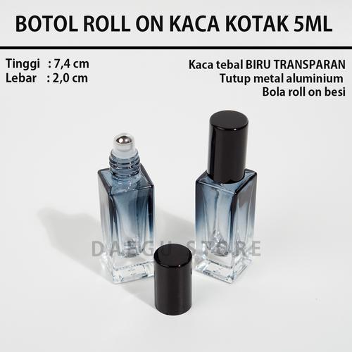 Jual Botol Roll On 5ml Kaca Kotak Tebal - BIRU TRANSPARAN Bola Roller ...