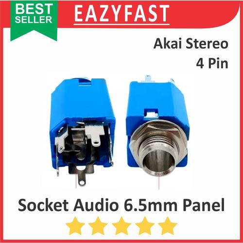 Jual Socket Audio Akai 6.5mm Female Case Body Panel Stereo 4 P Pin Kaki ...