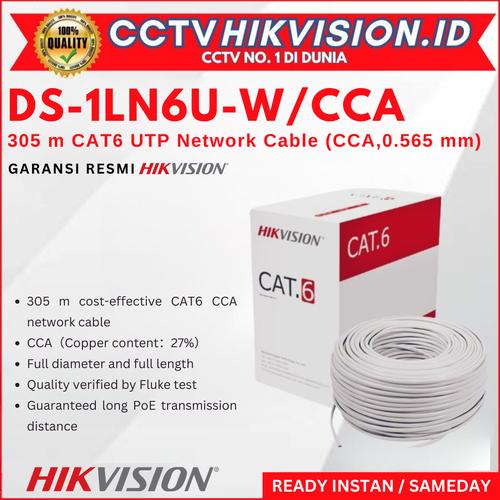 Jual Hikvision Kabel LAN UTP Cat 6 DS-1LN6U-W/CCA Cat6 305 Meter 23AWG - 1 ROLL 305M - Jakarta ...