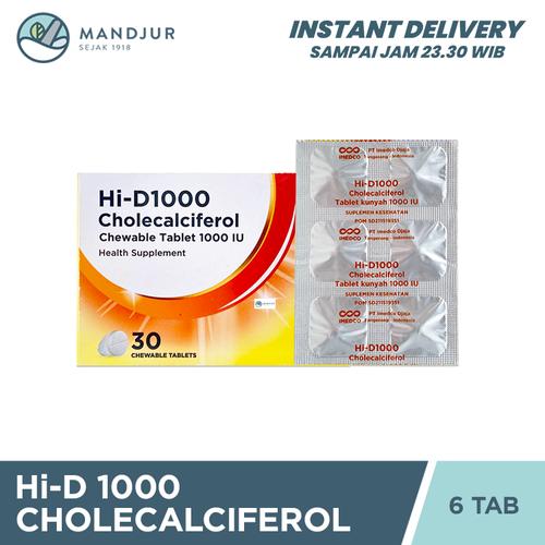 Jual Hi-D 1000 Vitamin D3 6 Tablet - Suplemen Vitamin D 1000 IU ...