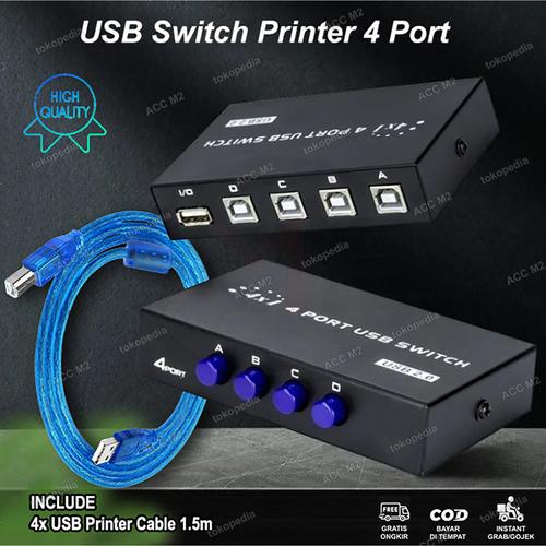 Jual Manual Switch USB Printer 2 / 4 Port Sharing Switcher USB 2.0 Printer - 4 Port - Jakarta ...