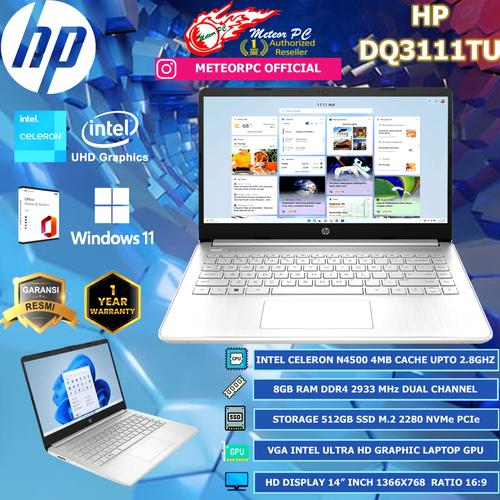 Jual LAPTOP HP 14S DQ3109TU/DQ3111TU N4500 8GB 512SSD 14.0 BLIT W11+OHS ...