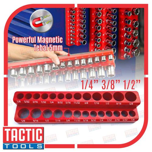 Promo Strong Magnetic Socket Organizer Rak Mata kunci Sok 1/4" 3/8" 1/2 ...