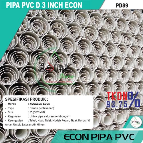 Jual PIPA PVC D 3 INCH / PIPE uPVC D 3 INCH PANJANG 2 METER - AQUALON ...