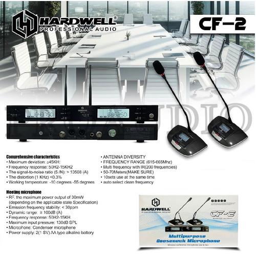 Jual Mic Wireless Podium HARDWELL CF2 / CF 2 / CF -2 ORIGINAL 2 Mic Meja Conference - Kota Medan ...