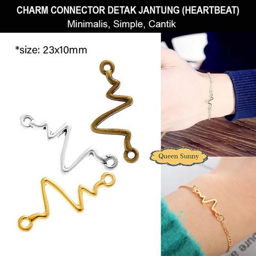 Jual 1pc Charm Connector Heartbeat Detak Jantung Minimalis Cantik ...