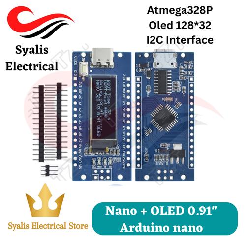 Jual arduino Nano V3.0 Atmega328P Ch340C Built-In 0.91" Oled Display 128*32 Resolution Iic I2C ...