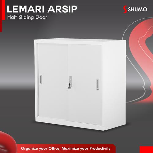 Promo SHUMO Super White Lemari Arsip Besi Kantor 2 Pintu Sliding Plat ...