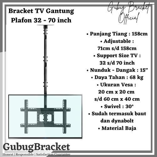 Jual Bracket TV Gantung 70 65 60 55 50 43 32 Inch Braket Ceiling ...