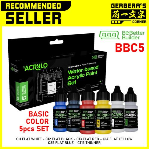 Promo ACRYLO PAINT BBC5 BASIC COLOR 5 SET - BOTOL TETES - Water Based ...