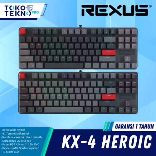 Promo Rexus KX4 / KX-4 Heroic TKL Mechanical Gaming Keyboard Removable ...