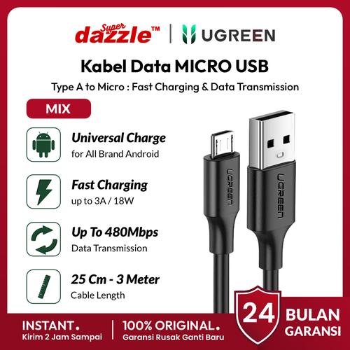 Promo UGREEN Kabel Data Micro USB Fast Charging 3A Max 18W Original 100 ...
