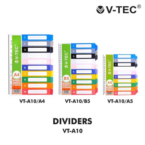 Jual DIVIDER BINDER PEMBATAS KERTAS BUKU V-TEC UKURAN A4 A5 B5 ISI 10 ...