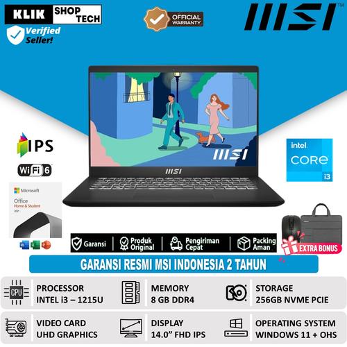 Jual MSI Modern 14 C12MO Laptop core i3 1215U 8GB 256GB SSD FHD IPS ...