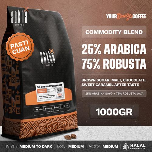 Jual BIJI KOPI 25% ARABICA 1KG Commercial Espresso Blend By Sakha ...